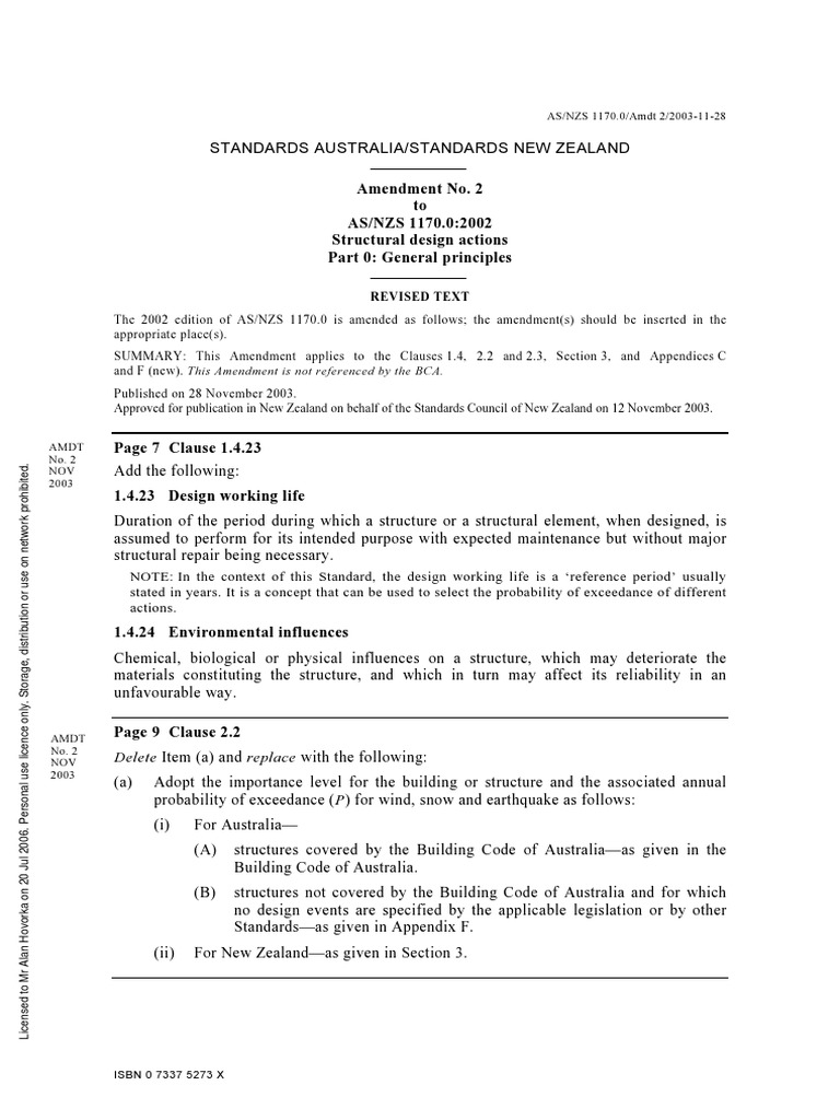 As 1170 (1) .0-2002 Amdt 2-2003 Structural Design Actions - General ...