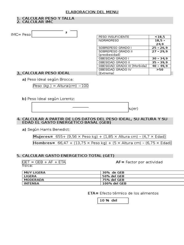 Calculos para Elaboracion Del Menu | Descargar gratis PDF | Naturaleza