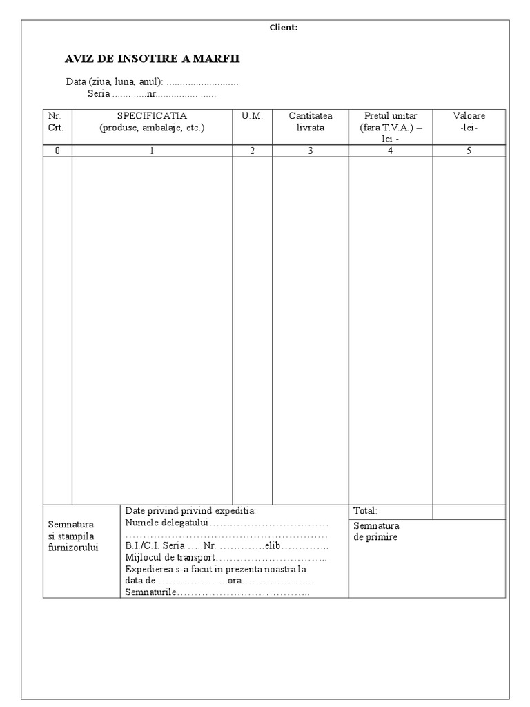 Draft Aviz de Insotire A Marfii 1 | PDF