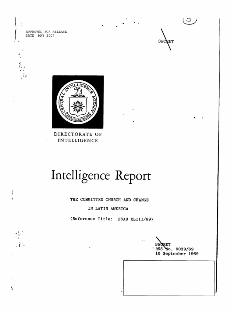 CIA Report (Sept 1969) - The Committed Church in Latin America | PDF ...