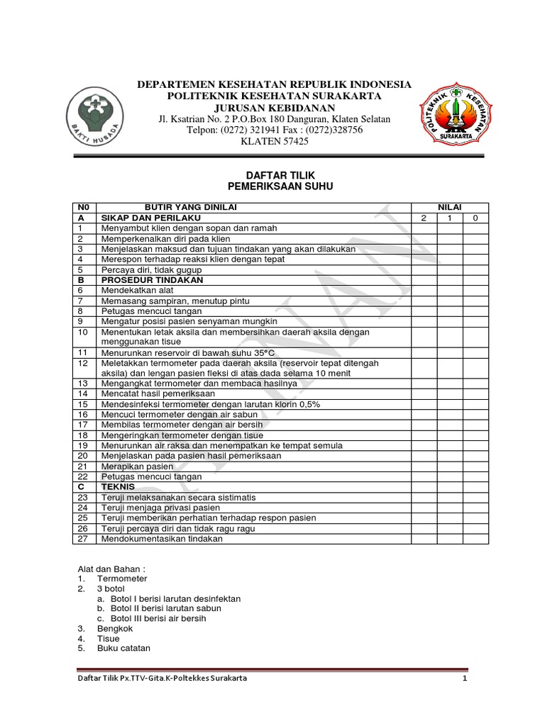 Daftar Tilik TTV | PDF