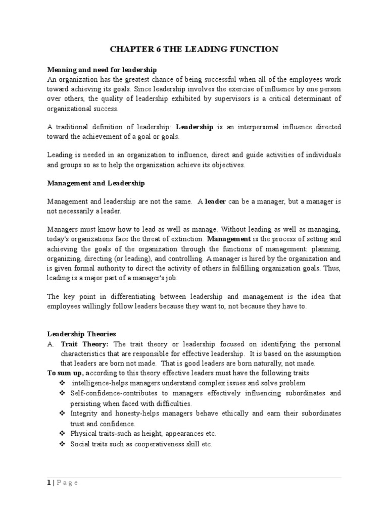 Chapter 6 The Leading Function | PDF | Leadership | Motivation