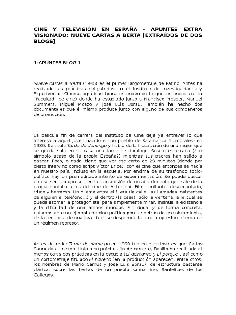 Nueve Cartas A Berta | PDF | Documental | España