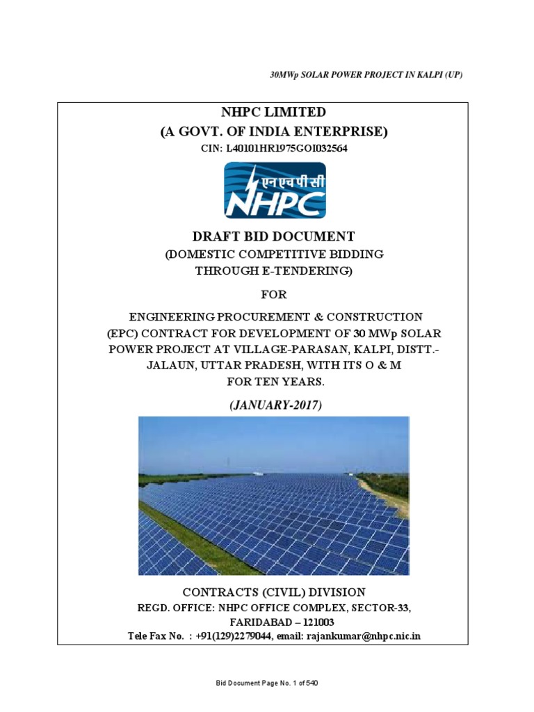 30 MW Tender - Document 1st March 2017 | PDF | Electrical Substation ...
