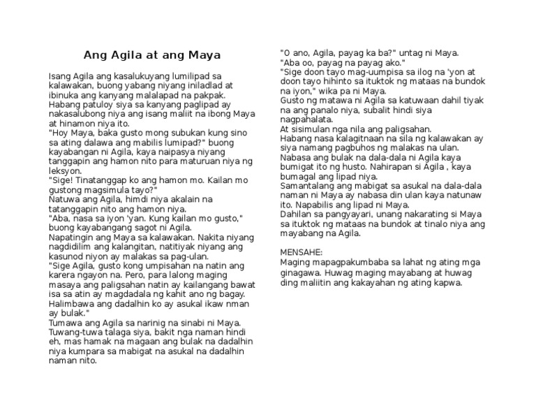 Ang Agila at Ang Maya | PDF