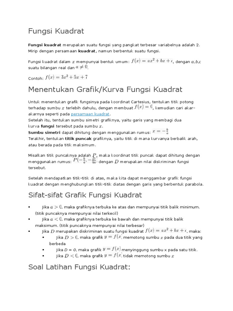 Fungsi Kuadrat | PDF | Metode & Bahan Ajar