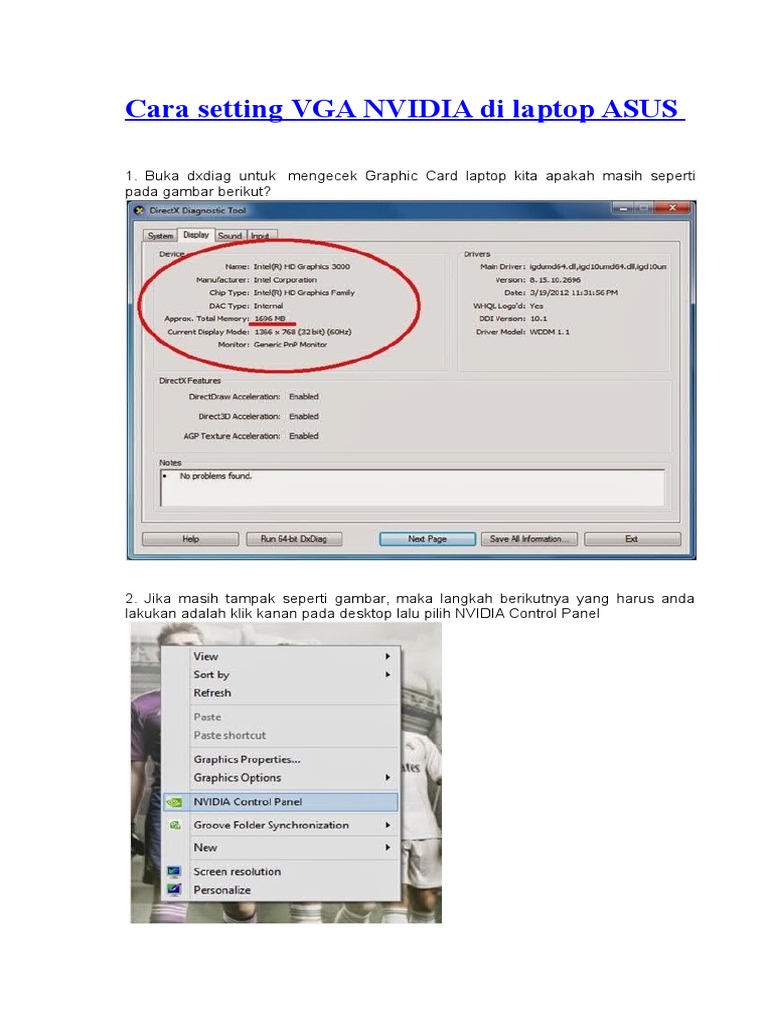 Cara Setting VGA NVIDIA Di Laptop ASUS | PDF
