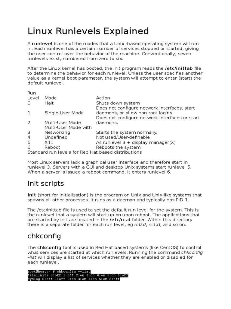 Linux Runlevels: Understanding the Modes a System Can Run In | PDF | Graphical User Interfaces ...