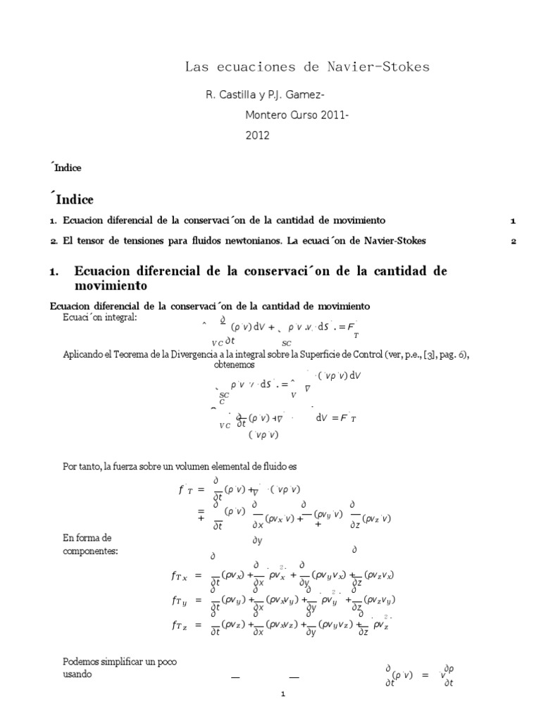 Ecuaciones de Navier-Stokes | PDF | Fluido | Viscosidad