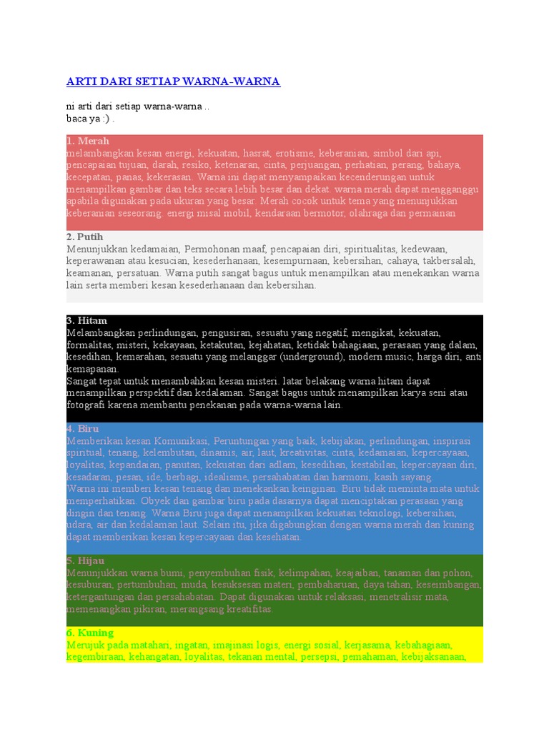 Arti Dari Setiap Warna | PDF