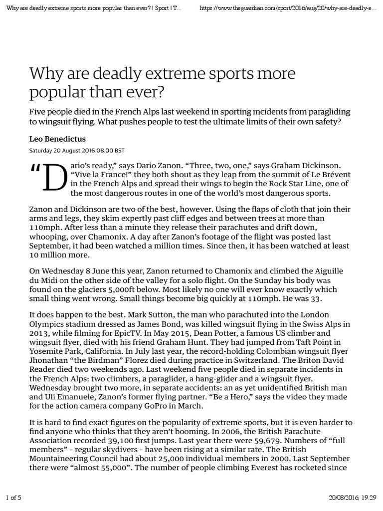 Why Are Deadly Extreme Sports More Popular Than Ever? - Sport - The ...