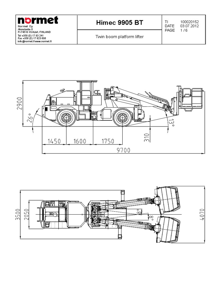 Specifications and Optional Equipment for the Normet Himec 9905 BT Twin ...