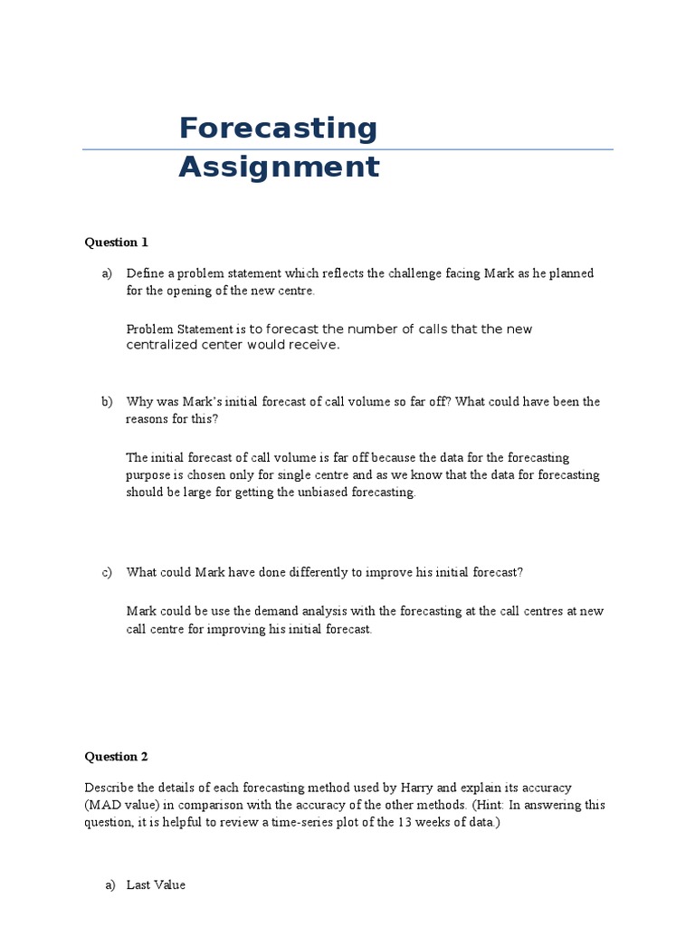 Forecasting Assignment 1 | PDF | Errors And Residuals | Forecasting