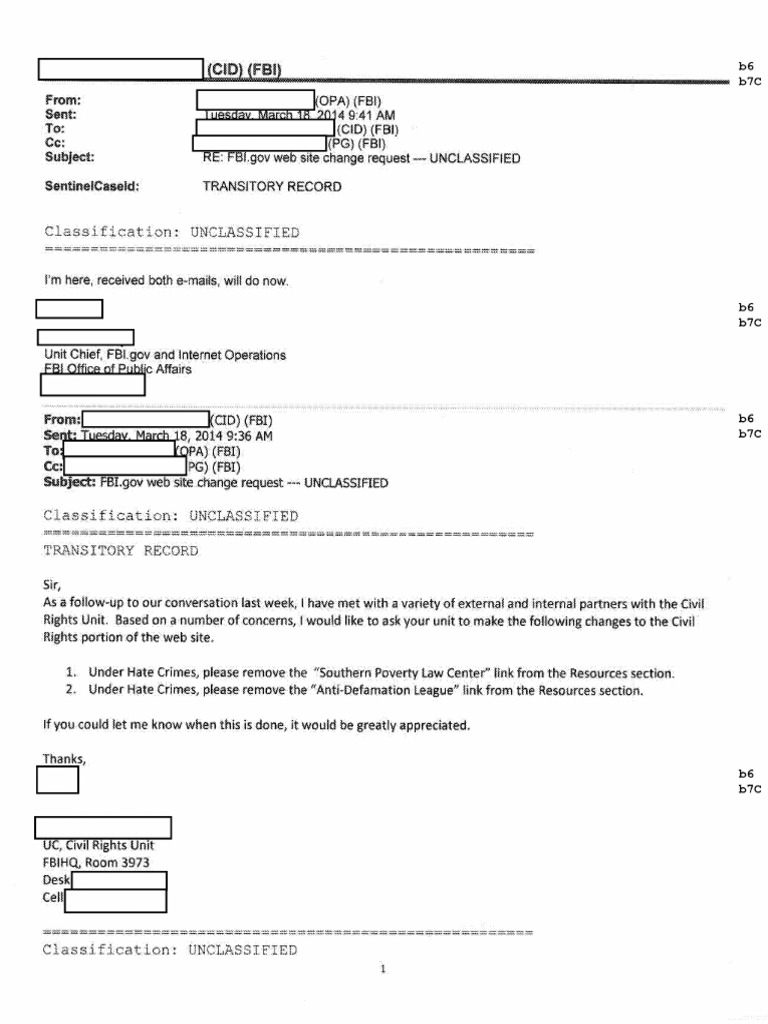FBI Civil Rights Email | PDF