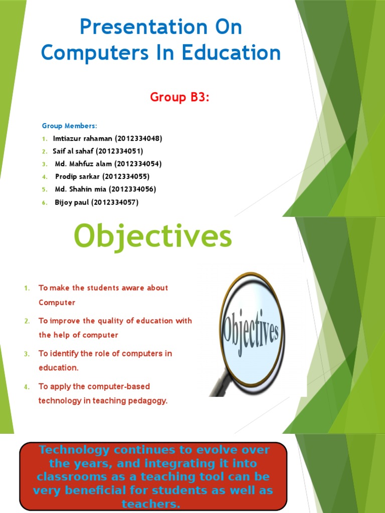 Computers in Education | PDF | Educational Technology | Teachers