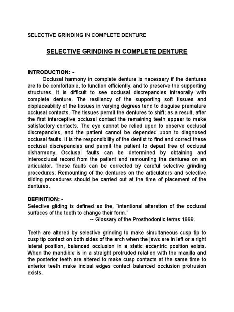Selective Grinding in Complete Denture | Dentures | Tooth