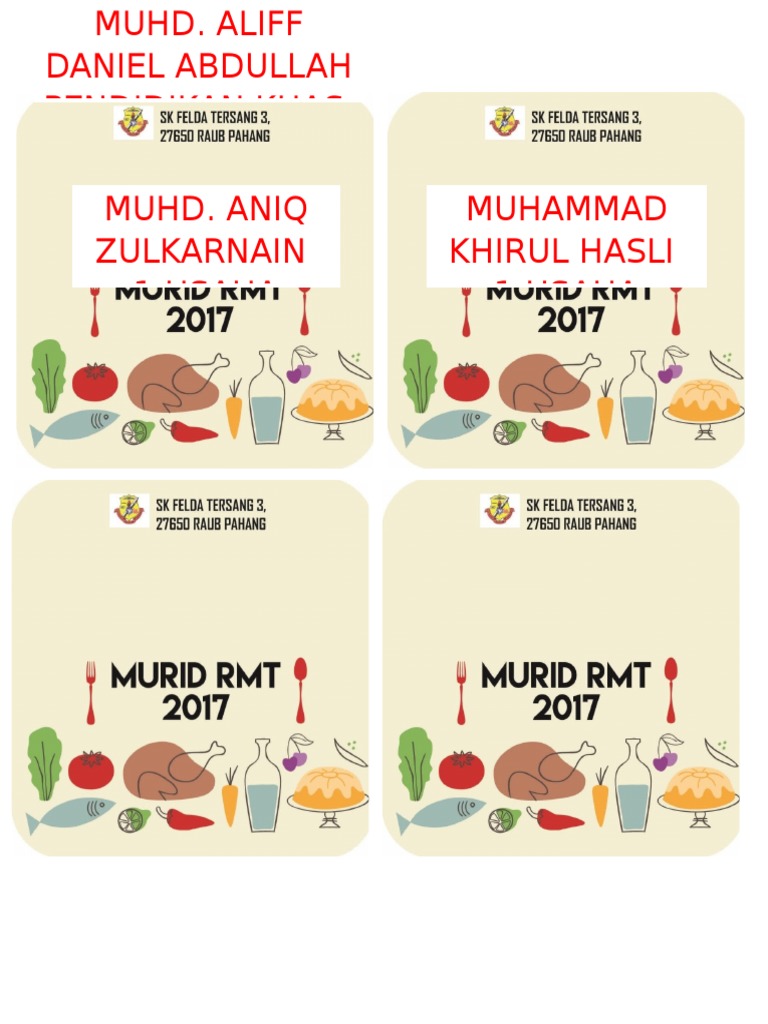 Kad RMT Tahun 1 2017 | PDF