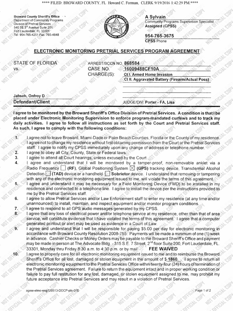 House Arrest Agreement