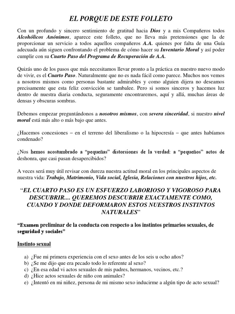 Guía Cuarto Paso | PDF | Lujuria | Ira