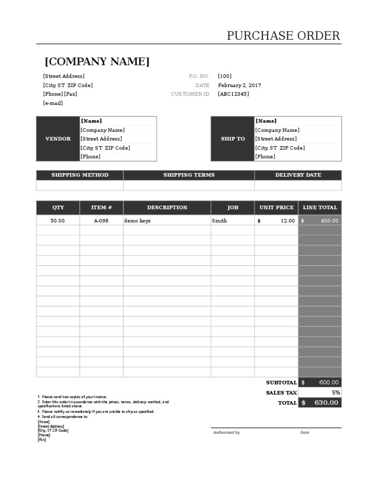 Purchase Order v4 Template | PDF