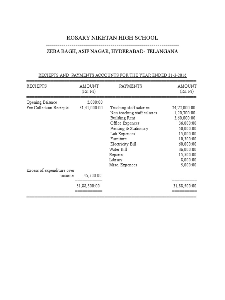 Rosary Niketan High School | PDF | Expense | Balance Sheet