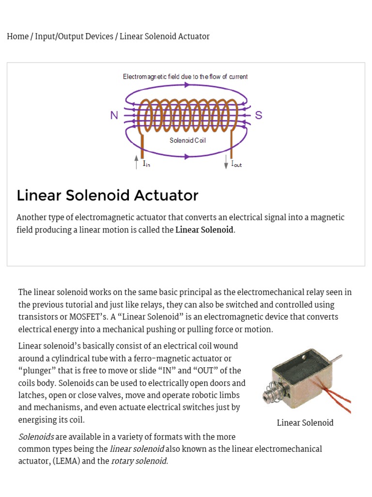 Linear Solenoid Actuator Theory and Tutorial | Inductor | Switch