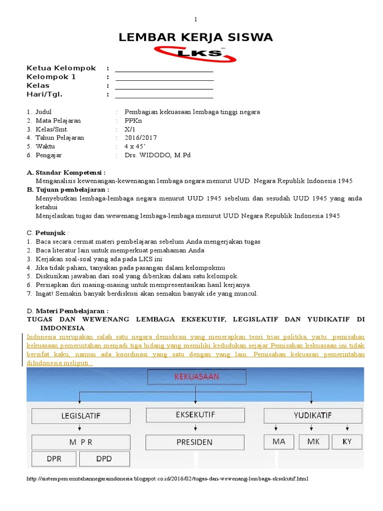 Contoh Bentuk LKS - 1 | PDF