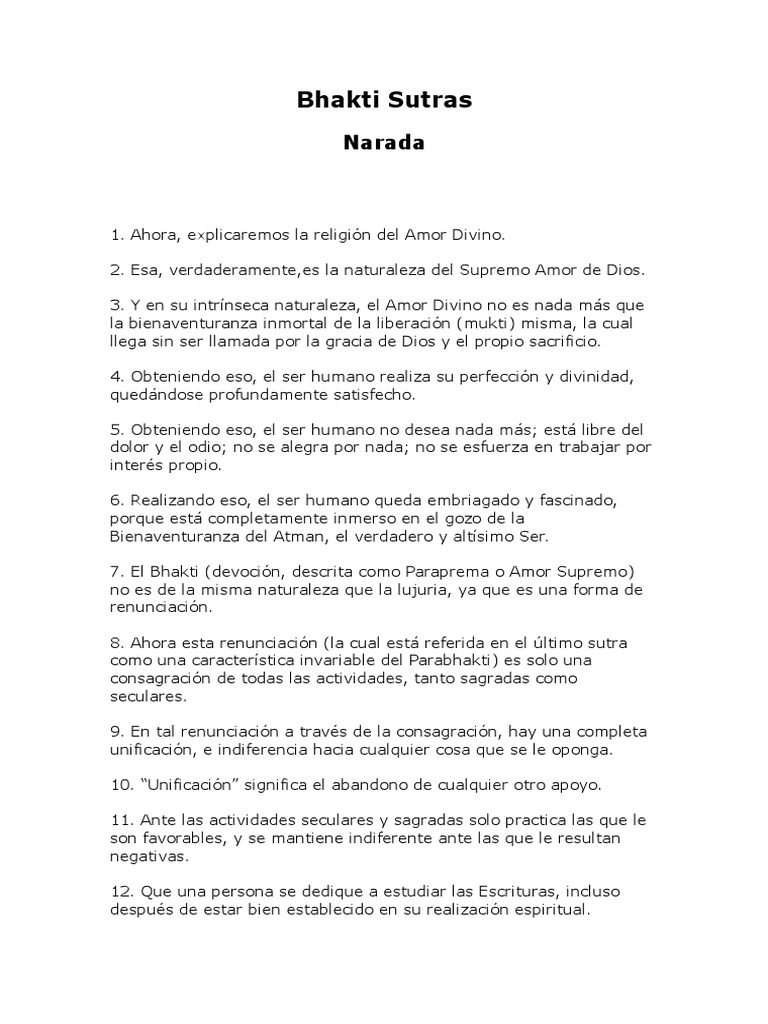 Bhakti Sutras de Narada | PDF | Amor | Bhakti