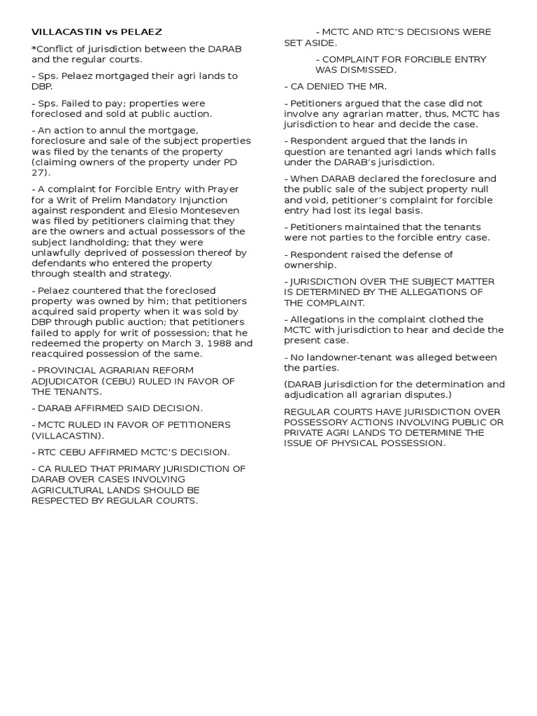 Villacastin Vs Pelaez | PDF | Foreclosure | Complaint