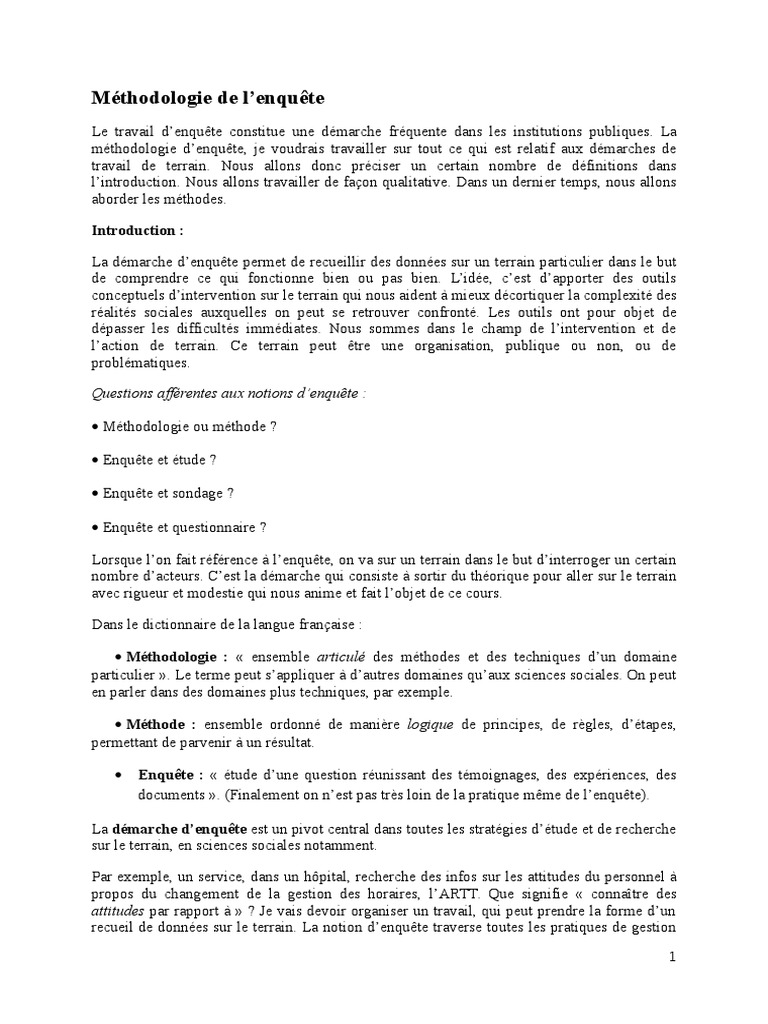 Méthodologie de l'enquête sociale | PDF | Science | Sciences sociales