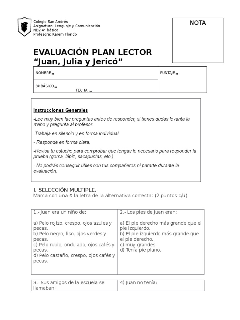 Prueba Juan Julia y Jerico | PDF | Ocio