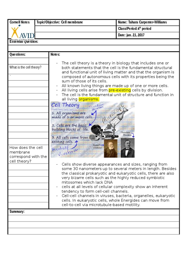Biology Cornell Notes HW | PDF | Cell (Biology) | Cell Membrane