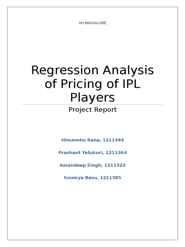 IPL Player Pricing Regression Analysis | PDF | Regression Analysis ...