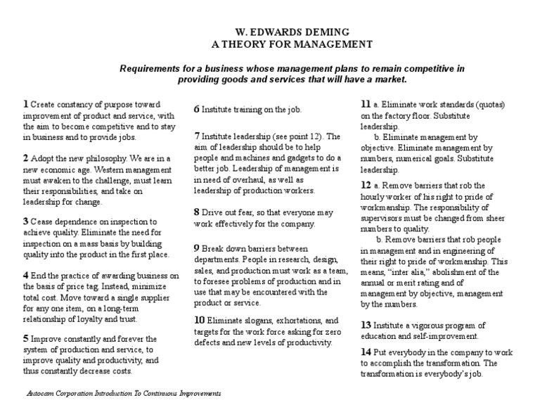 E. Edwards Deming 14 Principles | PDF | Leadership | Economics
