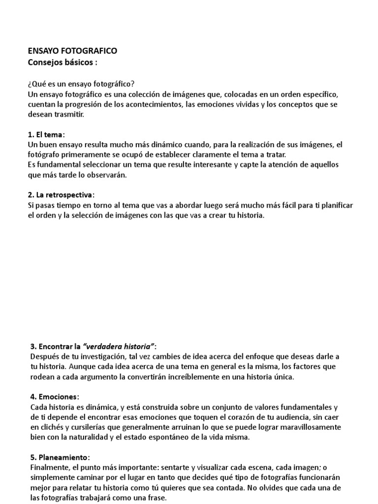 Ensayo Fotográfico | Teoría | Ensayos
