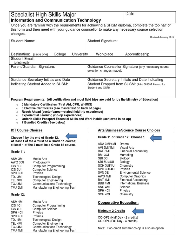 SHSM - ICT Application Form | PDF | Engineering | Science And Technology