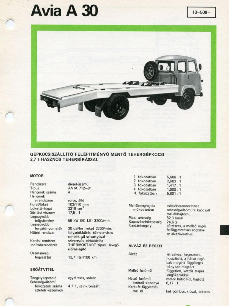 Avia A30 Autotransporter - Technical Data | PDF