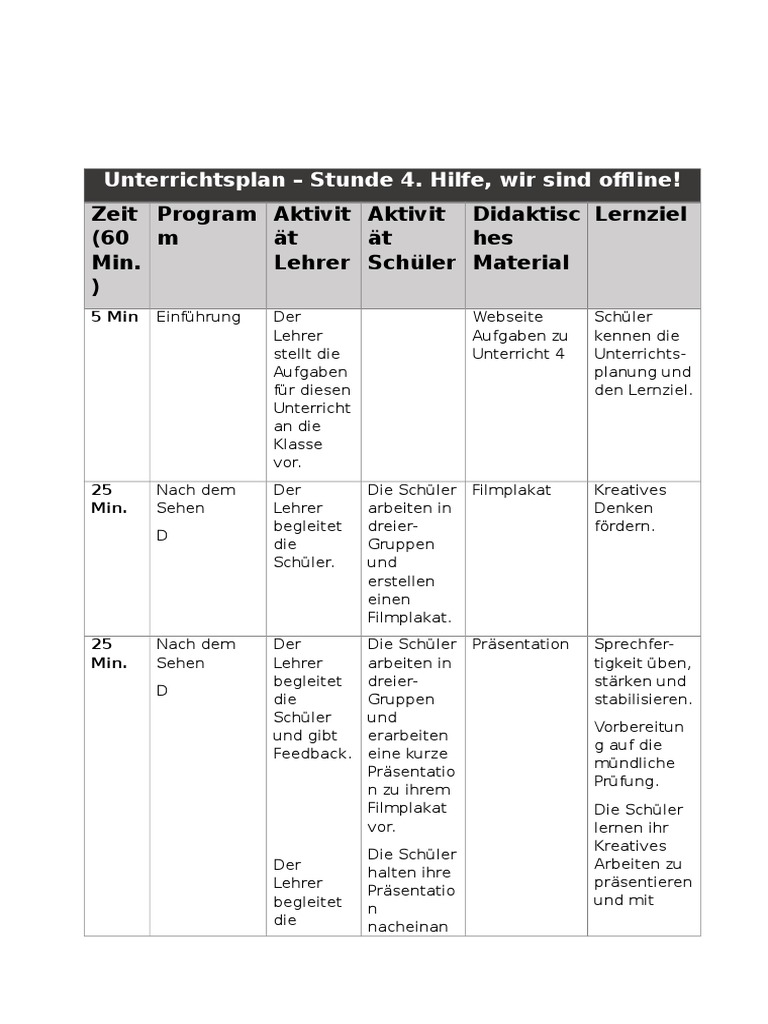 Unterrichtsplan 4 | PDF