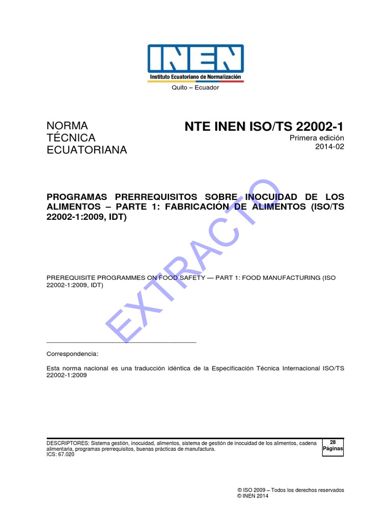 Inen Iso 22002-1 | PDF | Organización internacional para la ...