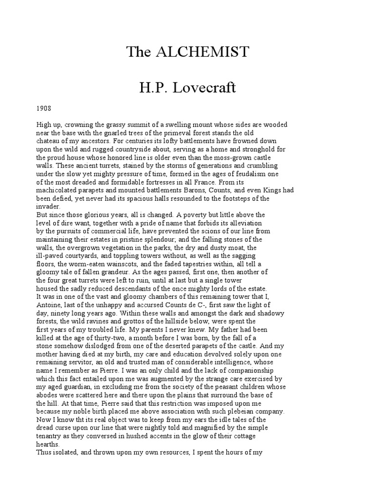 (Lovecraft Howard.p) Ebook H.p.lovecraft - The Alch | PDF | Magic ...