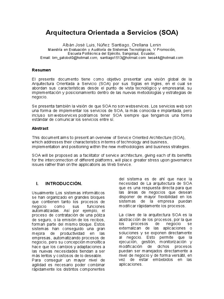 Introducción a la Arquitectura SOA | PDF | Arquitectura orientada a ...