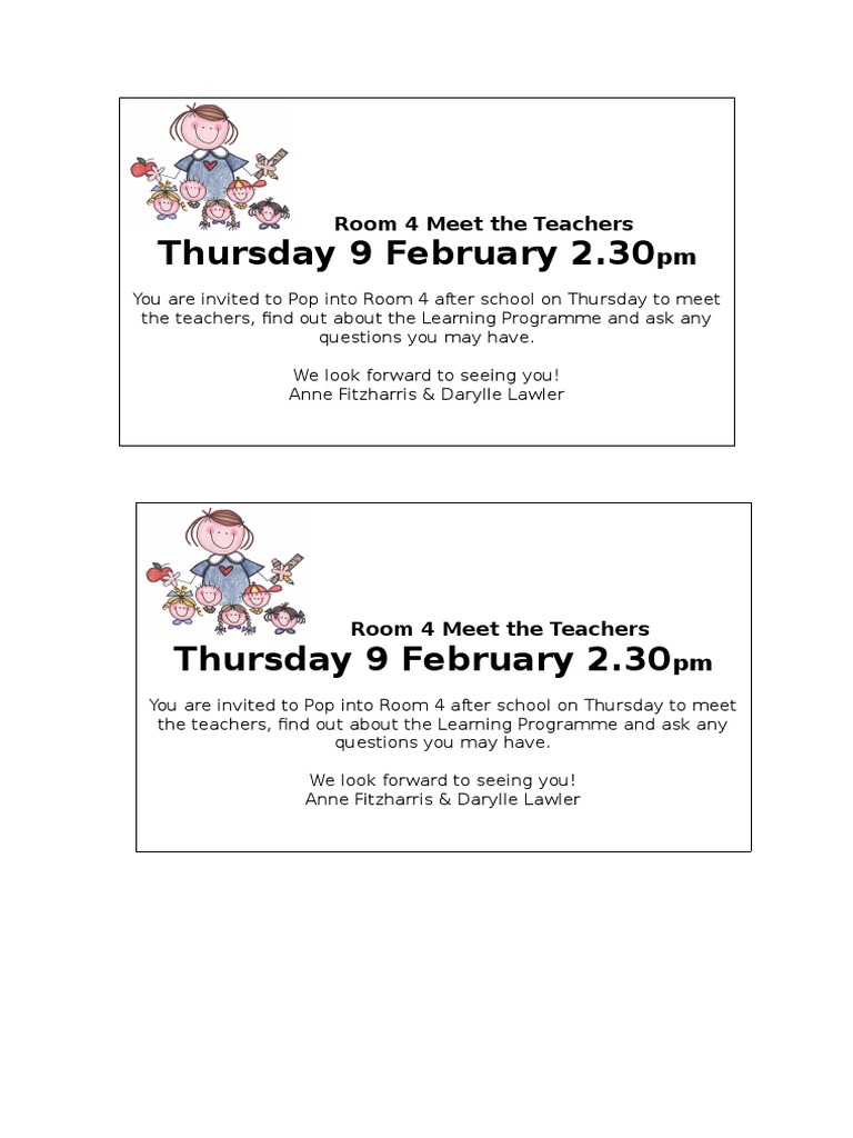 Meet The Teacher Note 17 | PDF | Language Arts & Discipline