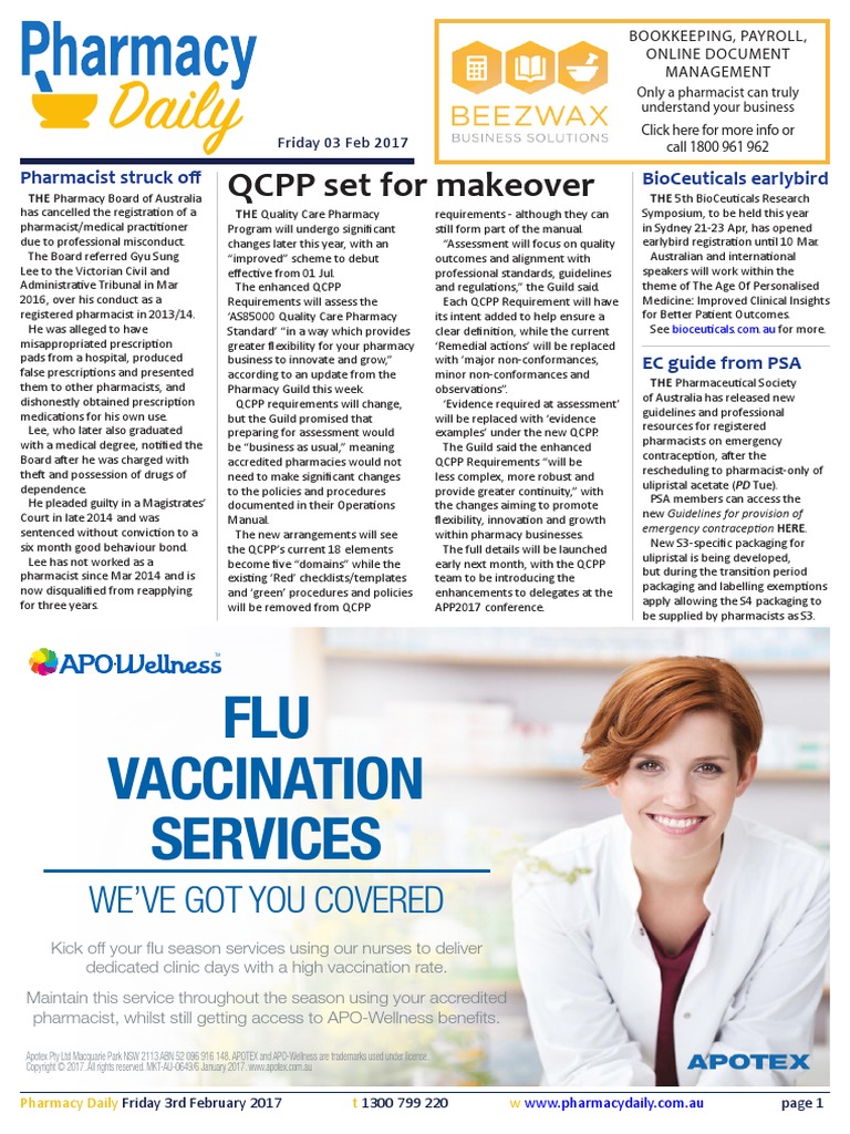 Pharmacy Daily For Fri 03 Feb 2017 - QCPP Set For Makeover, Turnbull ...