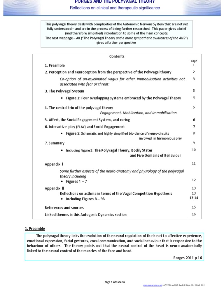 Porges and The Polyvagal Theory | PDF | Emergence | Psychology