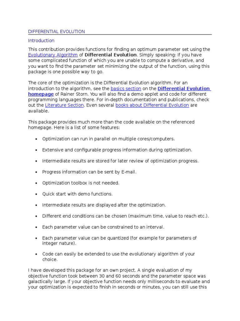 Differential Evolution | PDF | Parameter (Computer Programming) | Mathematical Optimization