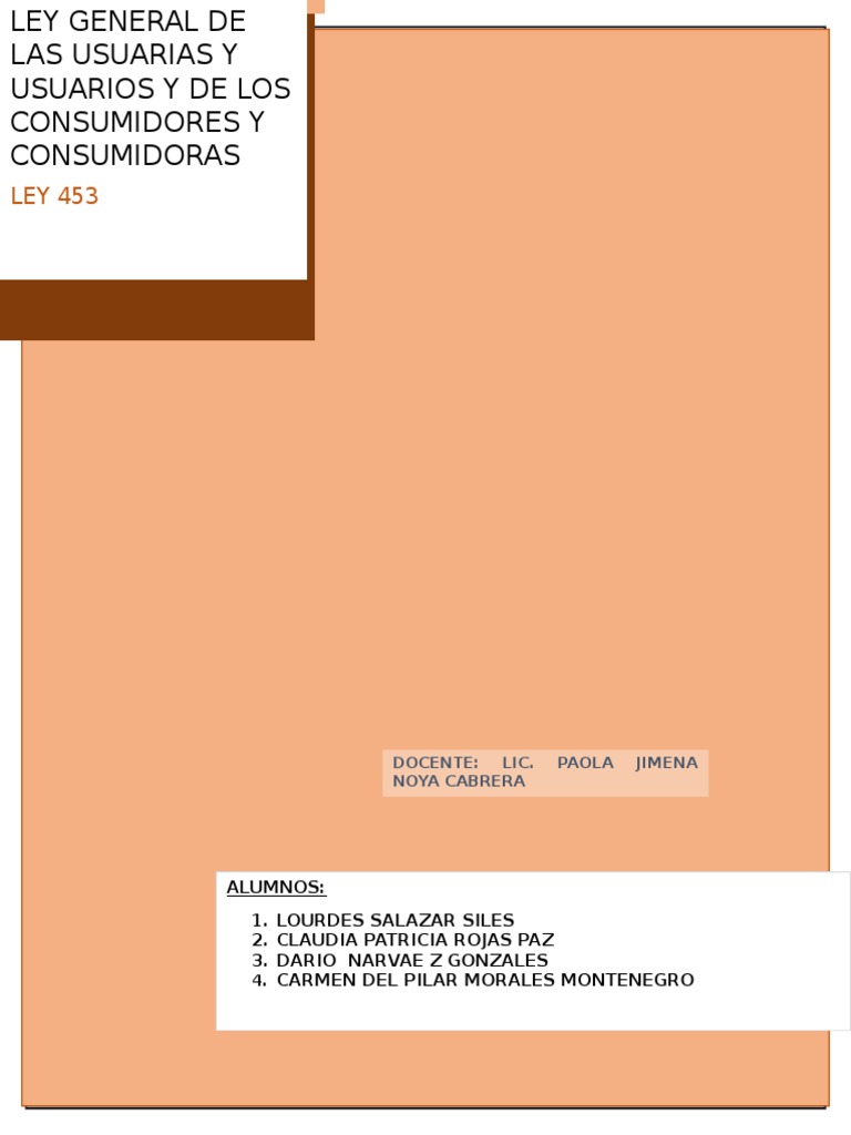 Informe Ley 453 | PDF | Los consumidores | Protección al Consumidor