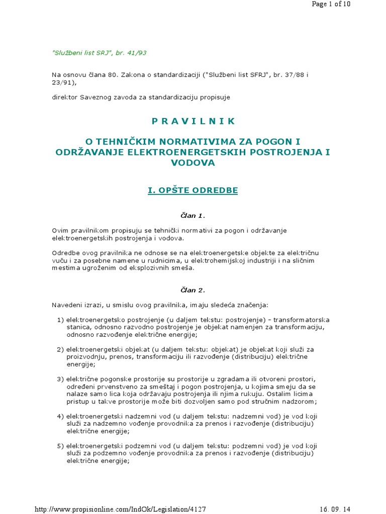 25 - Pravilnik o Tehnickim Normativima Za Pogon I Odrzavanje ...