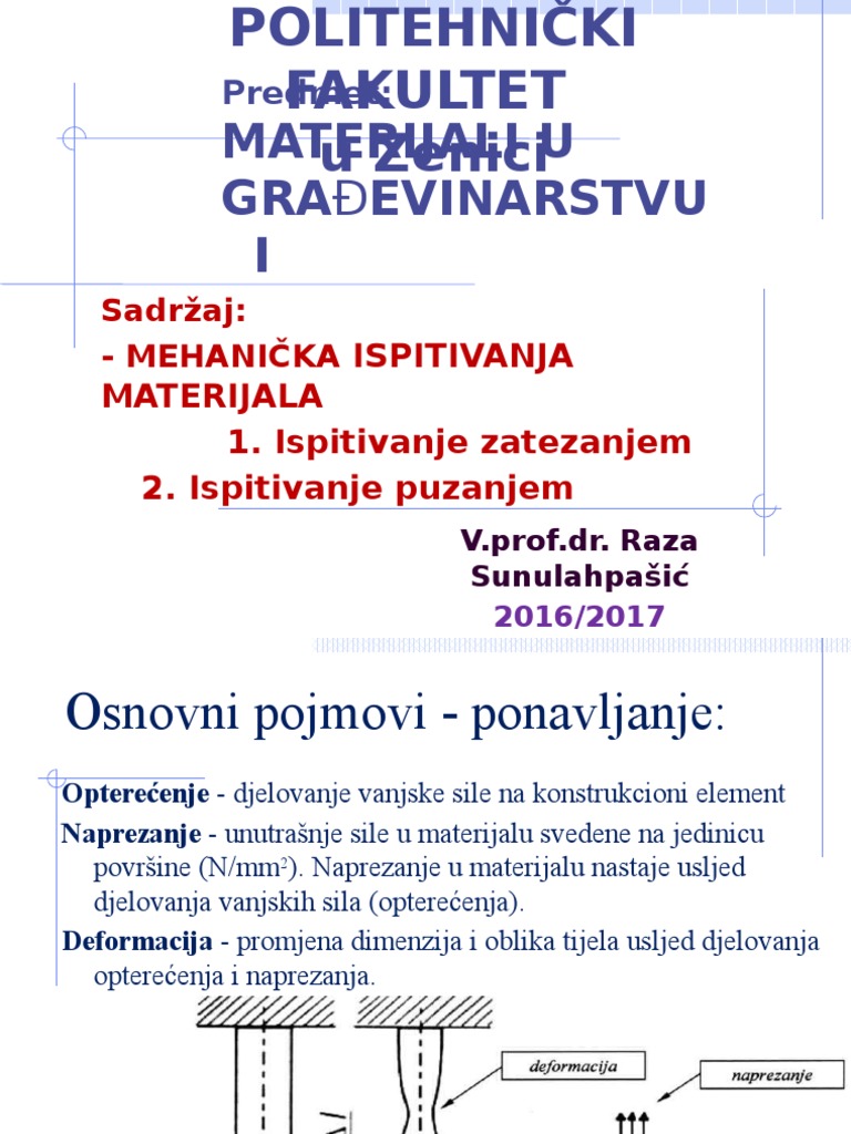 6-7 Ispitivanje Materijala Zatezanje Puzanje | PDF