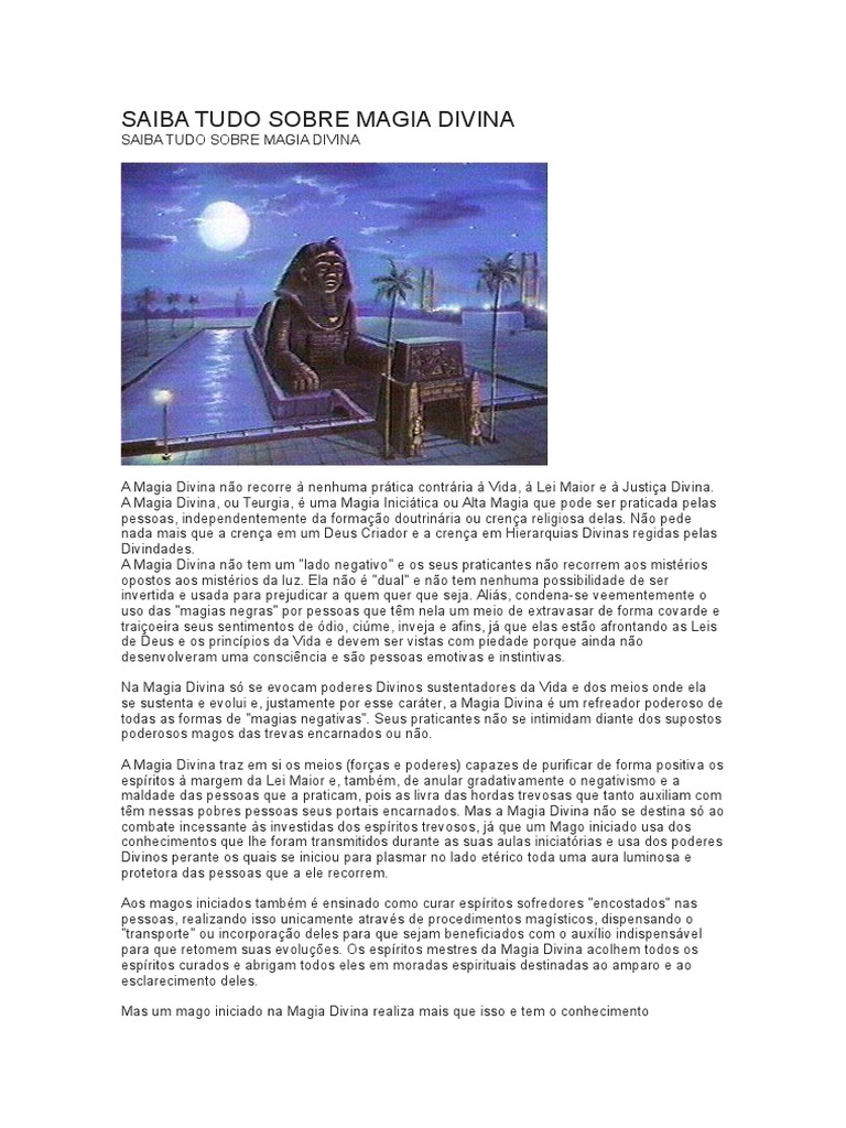 Saiba Tudo Sobre Magia Divina | PDF | Deus | Mitologia