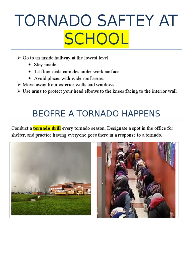 Tornado Saftey at School | PDF | Weather | Tornadoes